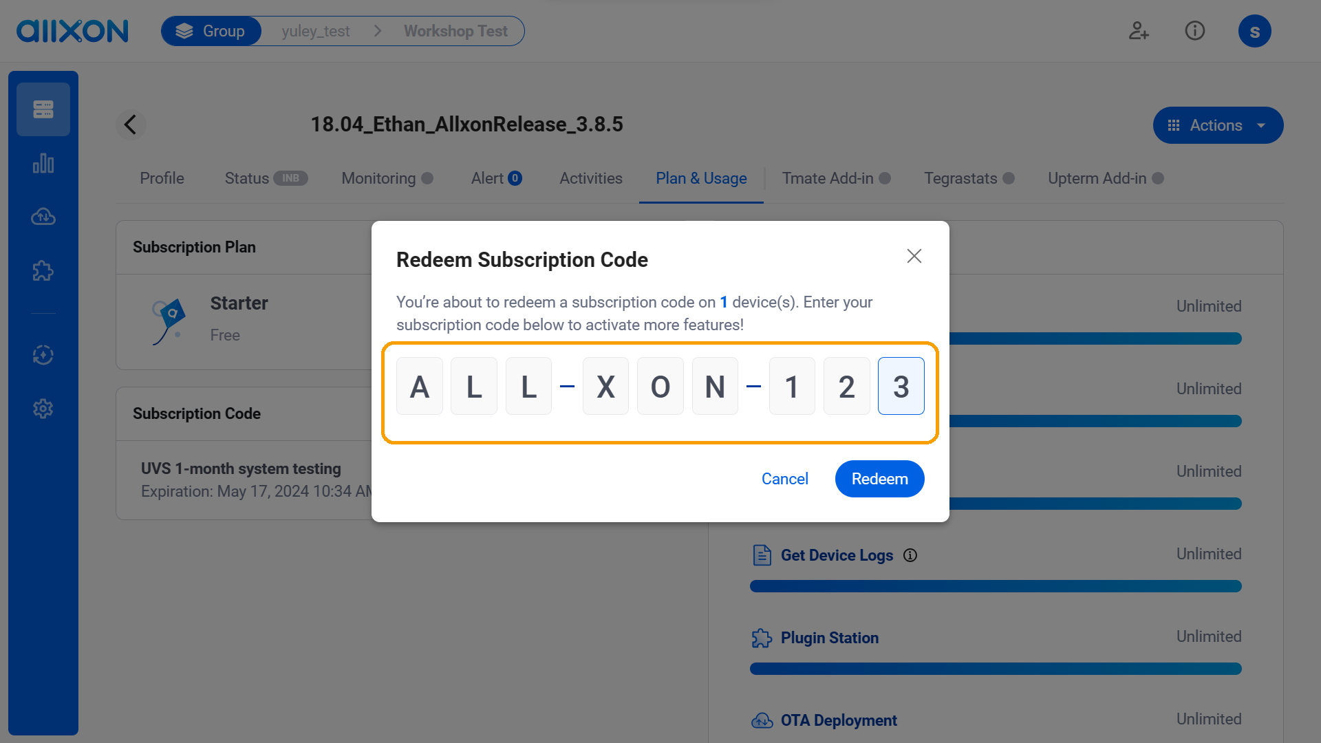 Redeem Subscription Code